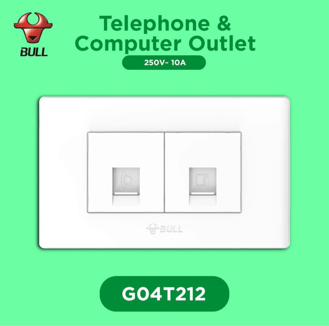 BULL 2 Gang Telephone & Internet Combined Socket G04T212, TV & Home ...