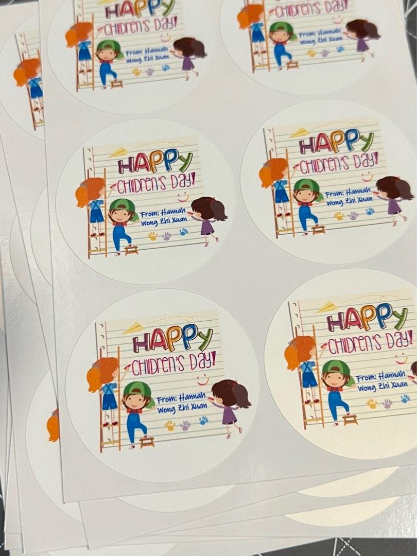 Children day custom sticker tag printing affordable express gift ...