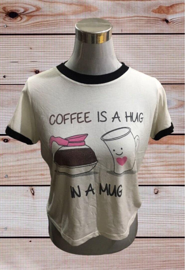 Coffee is a Hug in a Mug crop top, Women's Fashion, Tops, Shirts on ...