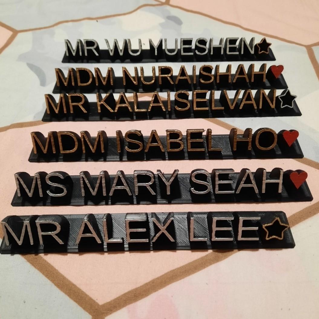 Custom 3D printed name plates gifts personalised Christmas present ...
