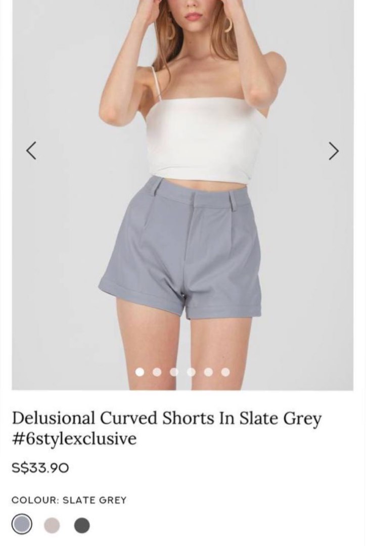 Delusional Curved Shorts in Slate Grey, Women's Fashion, Bottoms ...