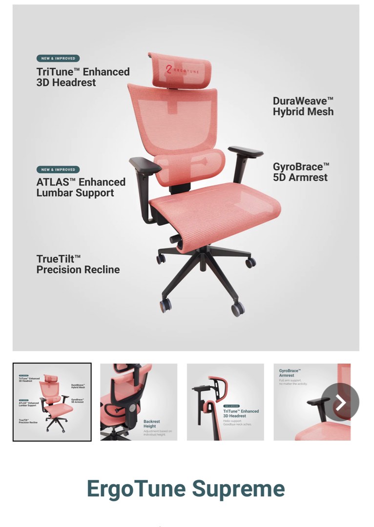 Ergotune Supreme V3 Chair, Furniture & Home Living, Furniture, Chairs ...