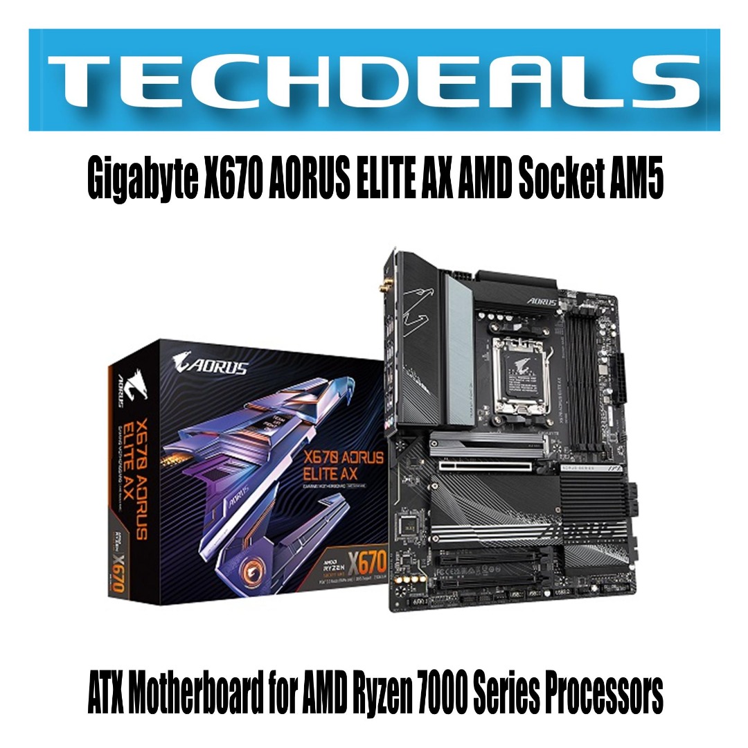 Gigabyte X670 AORUS ELITE AX AMD Socket AM5 ATX Motherboard for AMD ...