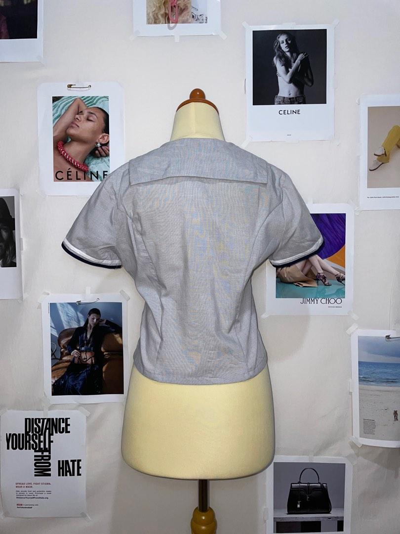 Grey Korean Outer Uniform Ivy Club, Fesyen Wanita, Pakaian Wanita ...