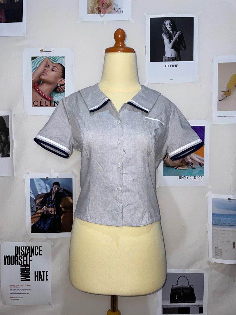 Grey Korean Outer Uniform Ivy Club, Fesyen Wanita, Pakaian Wanita ...