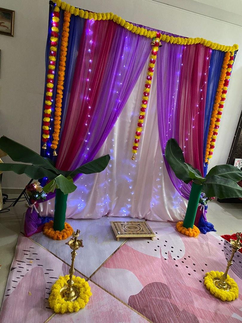 Indian deco for puberty, baby shower, bangle ceremony, half saree ...