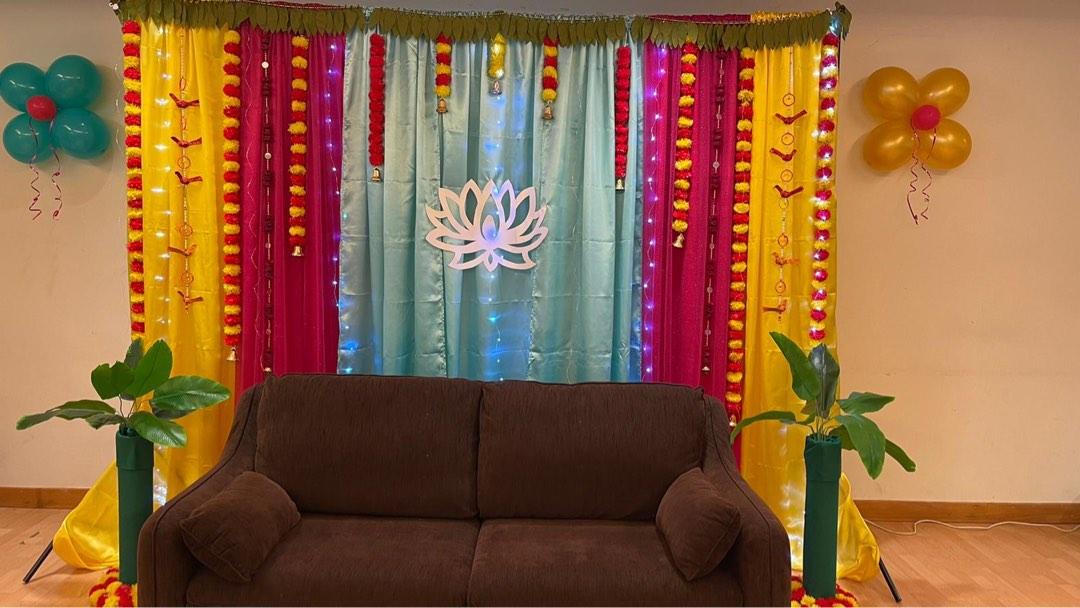 Indian deco for puberty, baby shower, bangle ceremony, half saree ...