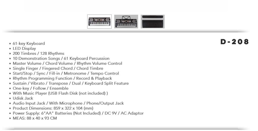Keyboard Davis D-208, Hobbies & Toys, Music & Media, Musical ...