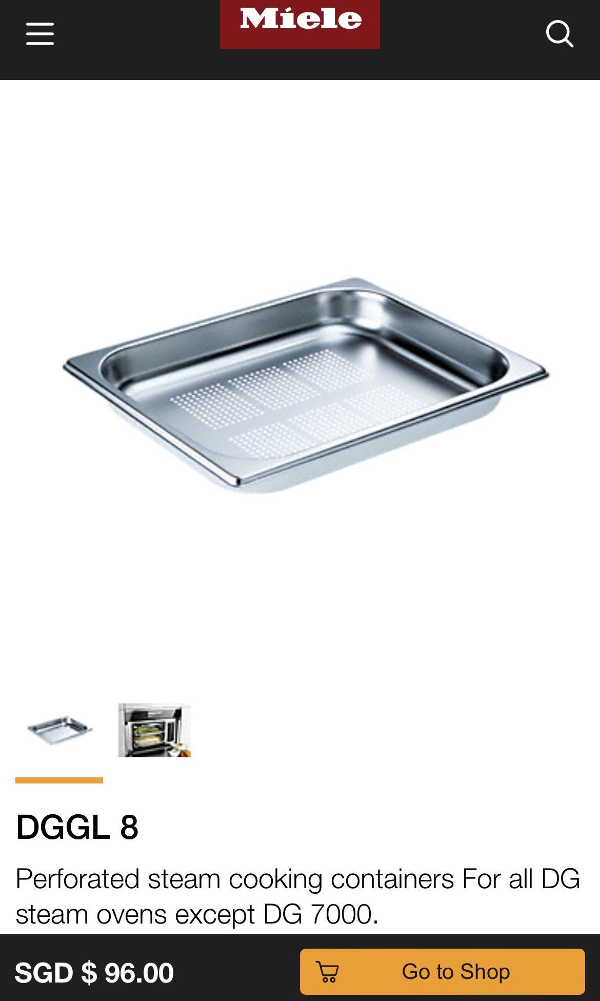 Miele perforated steam cooking container, TV & Home Appliances, Kitchen ...