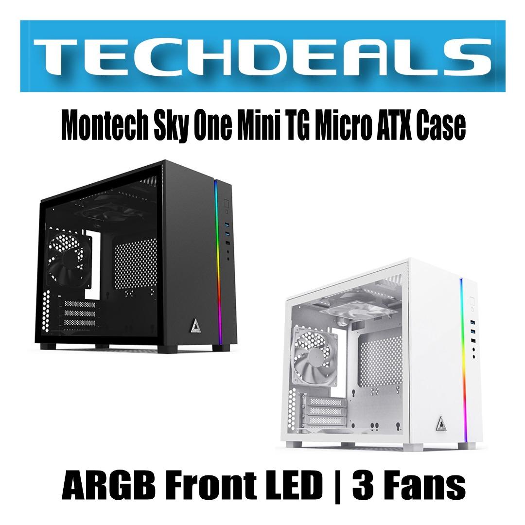 Montech Sky One Mini TG Micro ATX Case | ARGB Front LED | 3 Fans ...