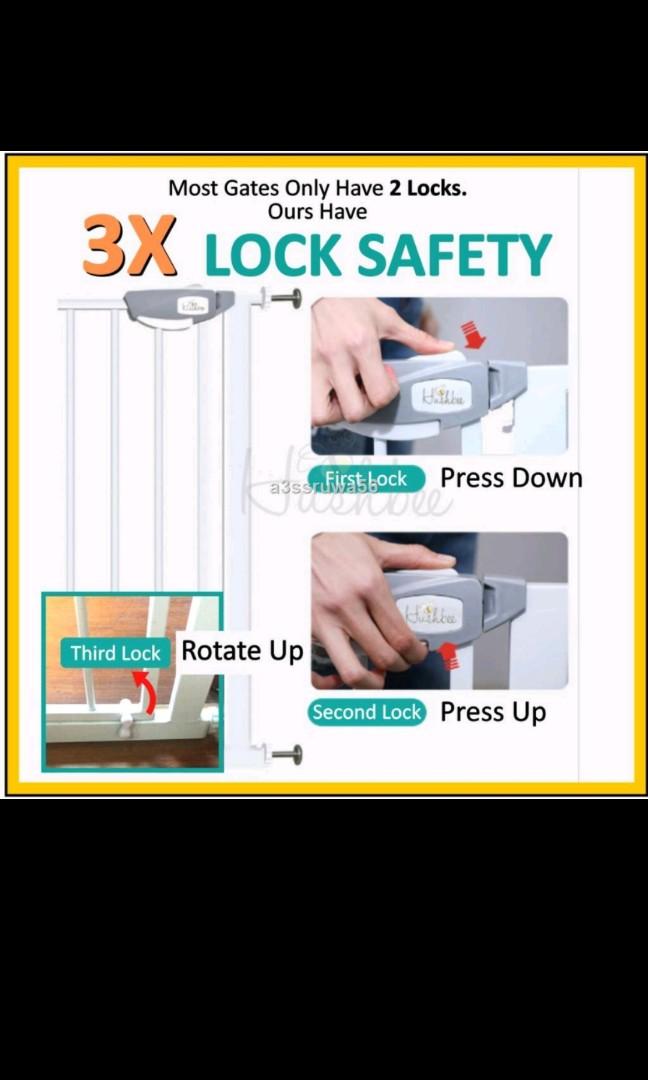 New Premium Safety Gate with 30cm gate extension- 3 Safety Locks and ...