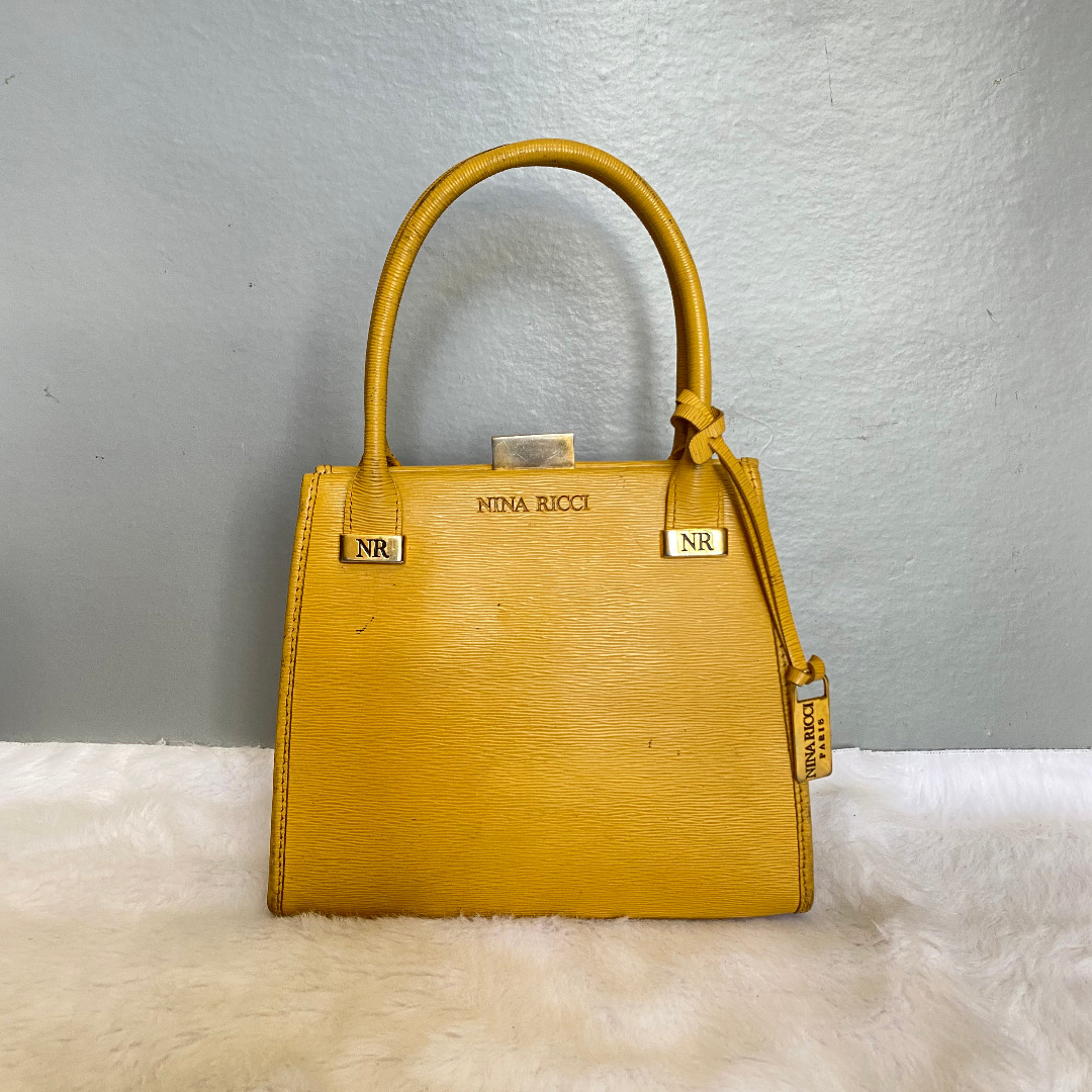 Nina Ricci Vintage Yellow Epi Leather Small Tote Bag, Women's Fashion ...