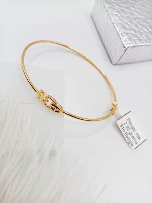 Pure 18K Saudi Gold Bracelet / S16 Bangle, Women's Fashion, Jewelry ...