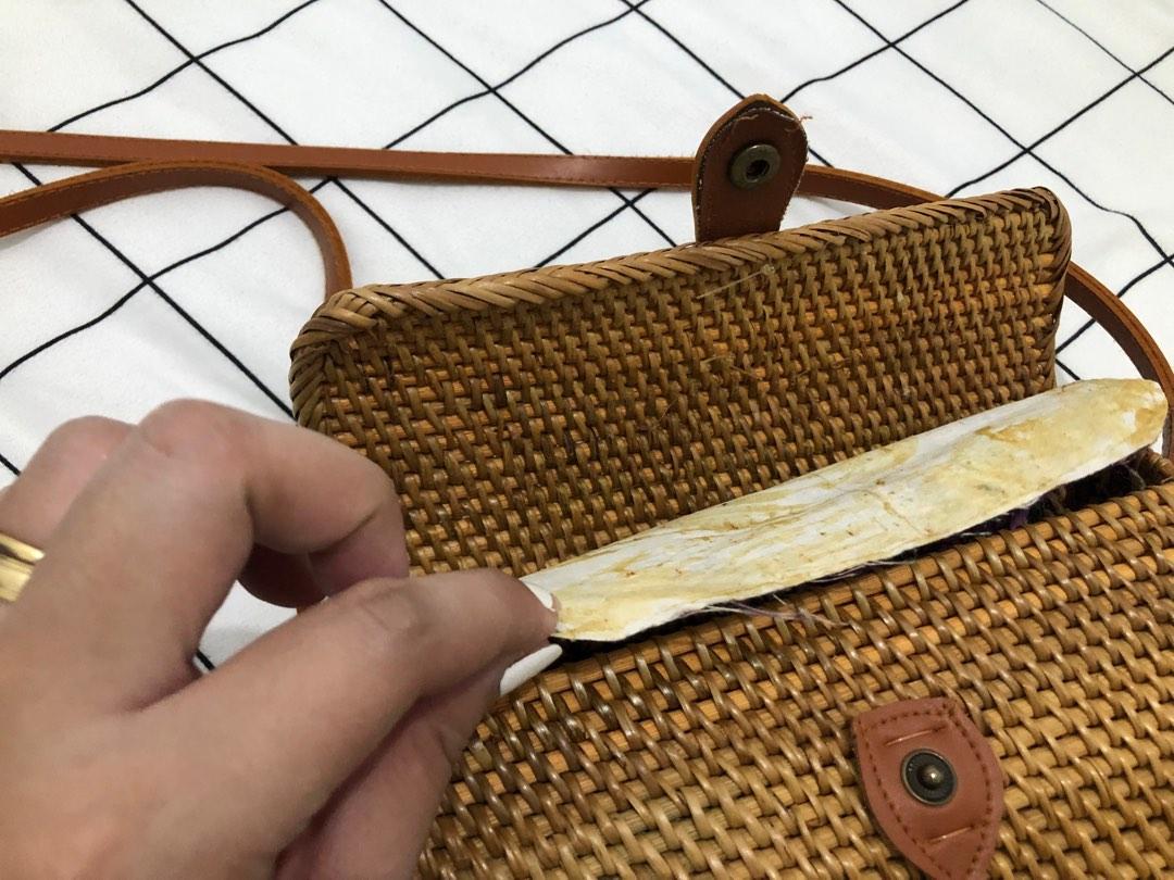 Rattan Rectangle Sling Bag, Women's Fashion, Bags & Wallets, Beach Bags ...