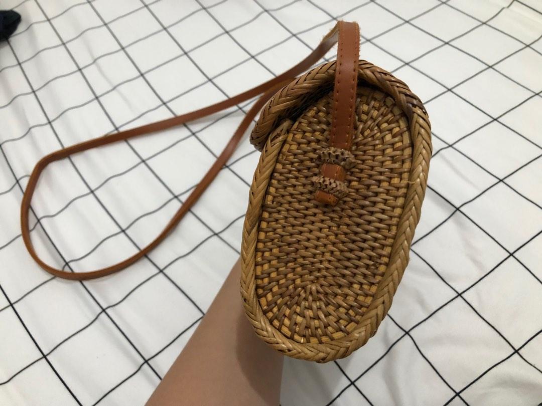 Rattan Rectangle Sling Bag, Women's Fashion, Bags & Wallets, Beach Bags ...