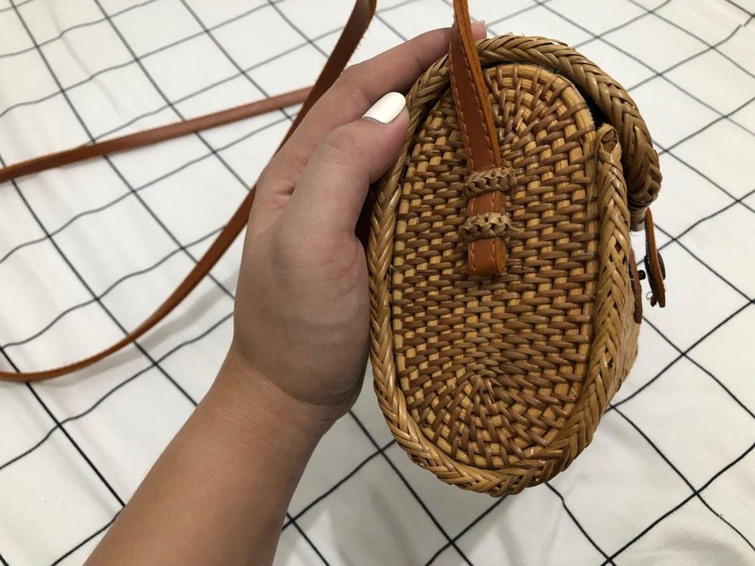 Rattan Rectangle Sling Bag, Women's Fashion, Bags & Wallets, Beach Bags ...