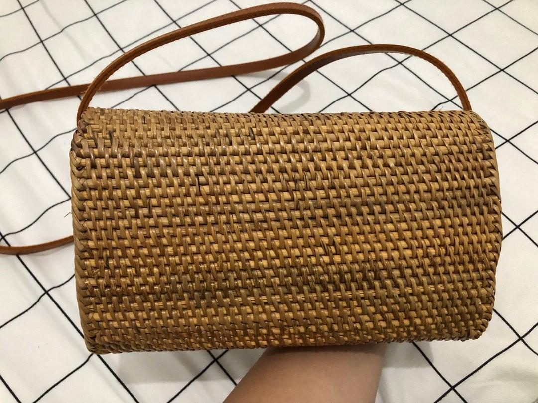 Rattan Rectangle Sling Bag, Women's Fashion, Bags & Wallets, Beach Bags ...