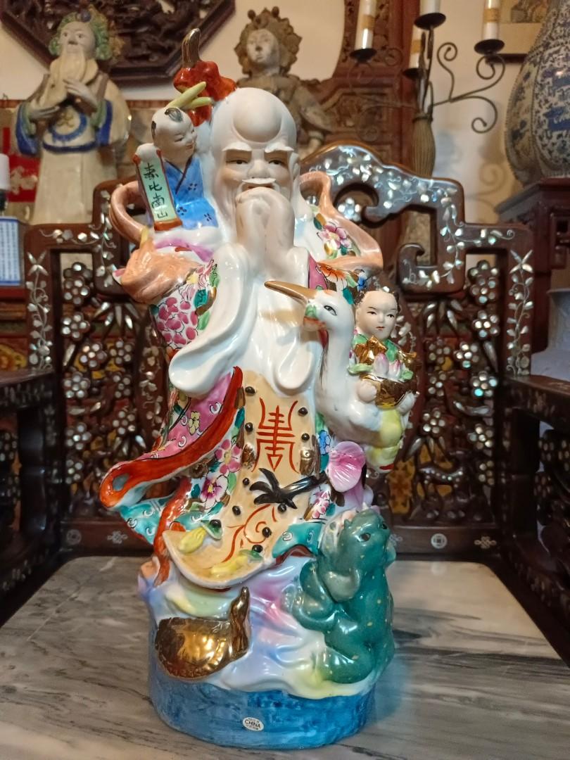 Shou God of longevity porcelain statue antique Feng shui, Hobbies ...