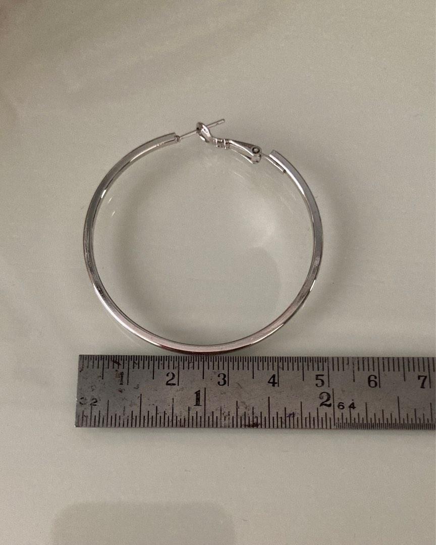 Silver hoop earrings (50mm) - angular, Women's Fashion, Jewelry & Organisers, Earrings on Carousell