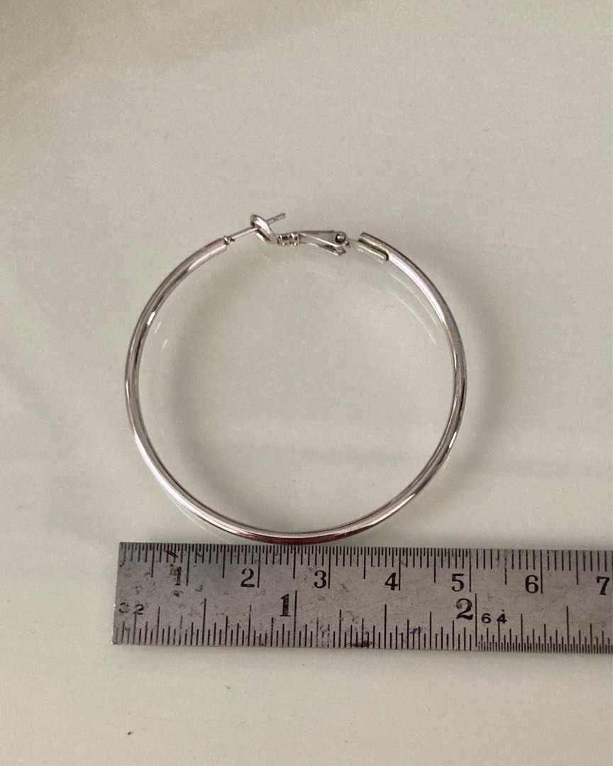 Silver hoop earrings (50mm) - rounded edges on Carousell