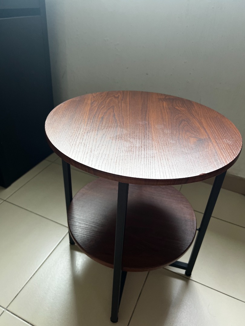 Sofa / Bed Side Table Double Round Small Table, Furniture & Home Living ...