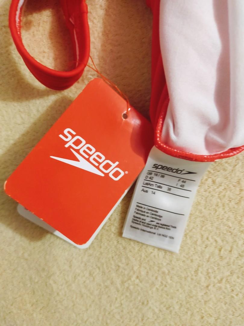 SPEEDO RED Striped Logo DEEP-U ONE PIECE SWIMSUIT, Women's Fashion ...