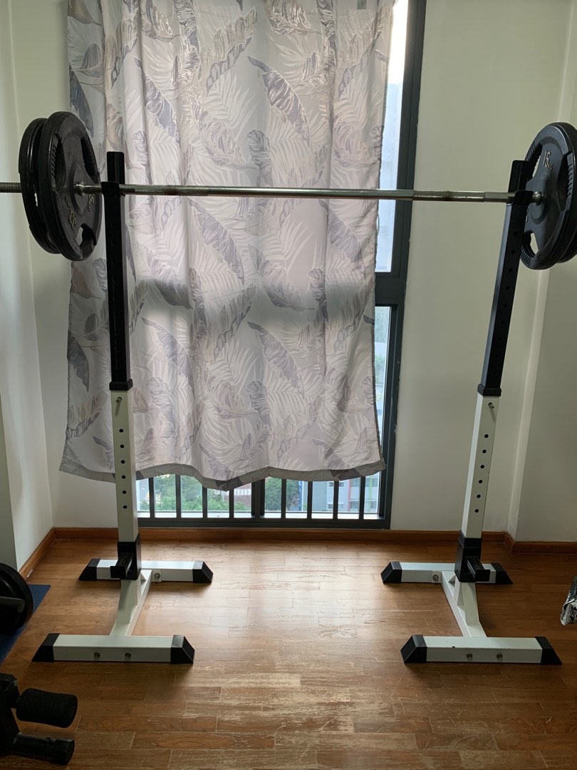 Squat rack with bar and weights, Sports Equipment, Other Sports ...
