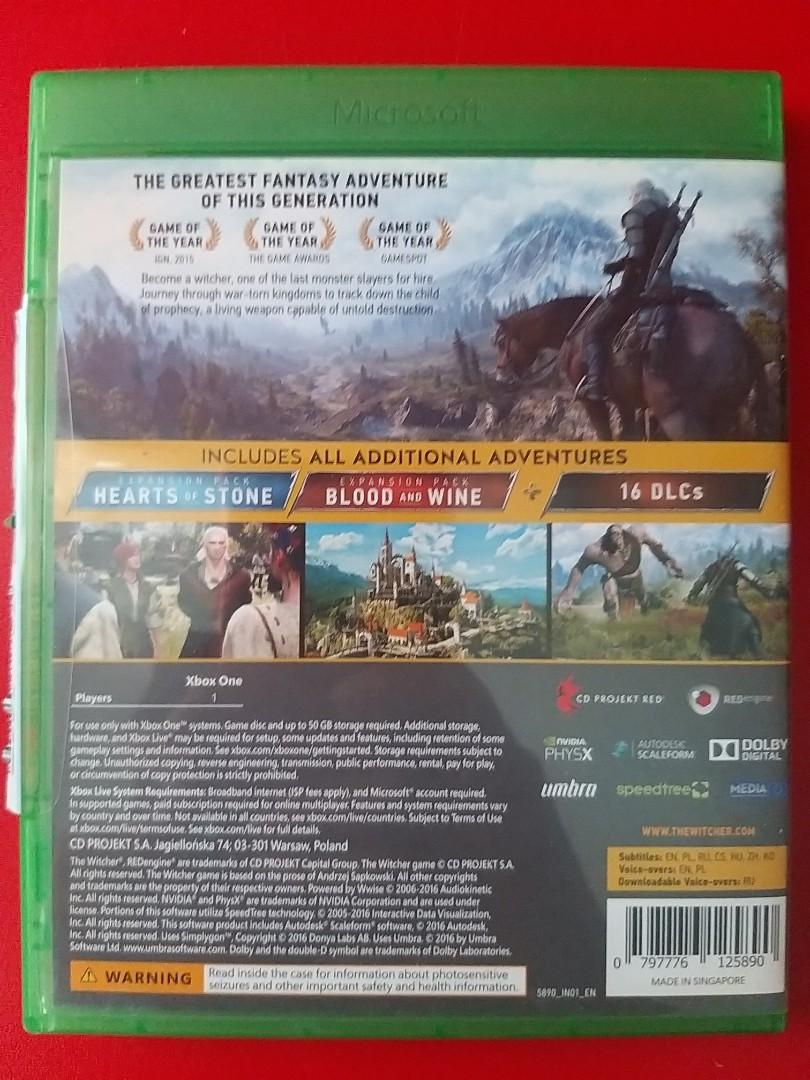 The Witcher 3: Wild Hunt | Xbox (GOTY / Game of the Year Edition) Disc ...