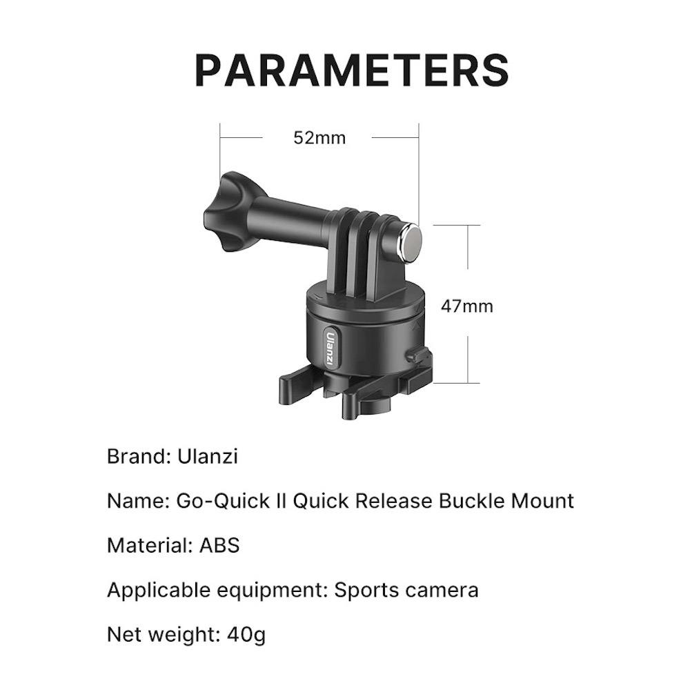 ULANZI Go-Quick II Magnetic Quick Release Buckle Chest Helmet Mount Adapter for GoPro HERO 11 10 ...