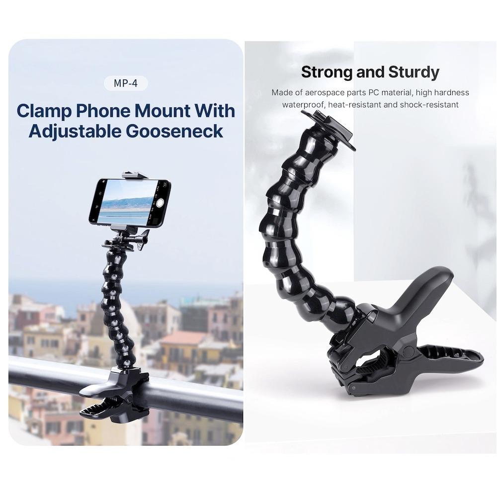 ULANZI MP-4 Jaws Clamp Gooseneck Mount Phone Holder Clip for Smartphone ...