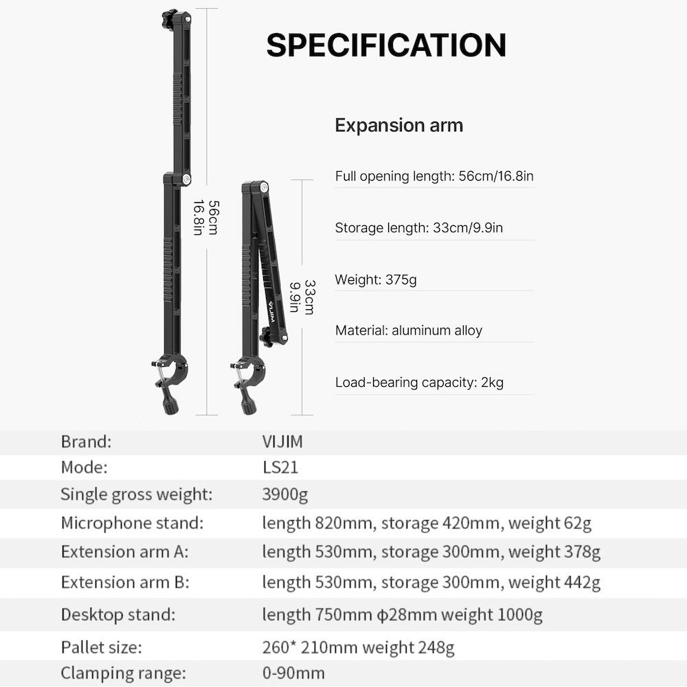 ULANZI VIJIM LS21 Desktop Table Clamp Mount Multi Boom Arm Laptop Stand ...