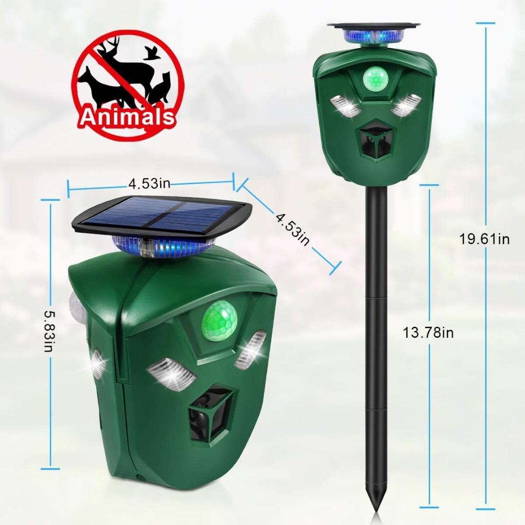 Ultrasonic Dog Repellent, Solar Powered Ultrasonic Animal Repeller, 360 ...