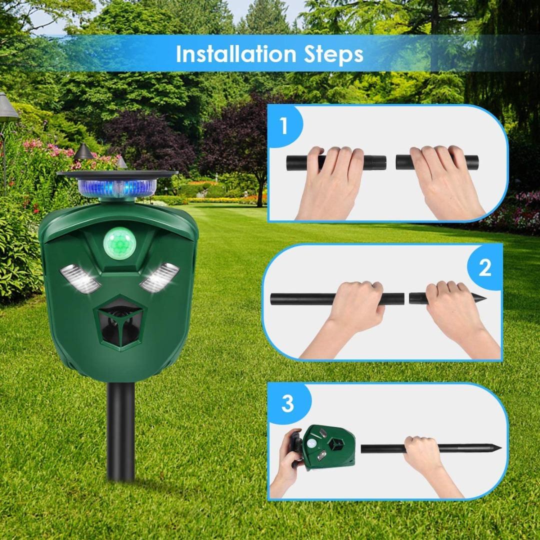 Ultrasonic Dog Repellent, Solar Powered Ultrasonic Animal Repeller, 360 ...