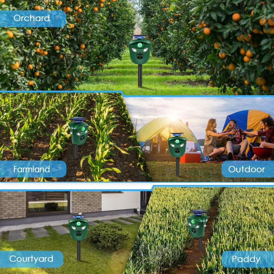 Ultrasonic Dog Repellent, Solar Powered Ultrasonic Animal Repeller, 360 ...