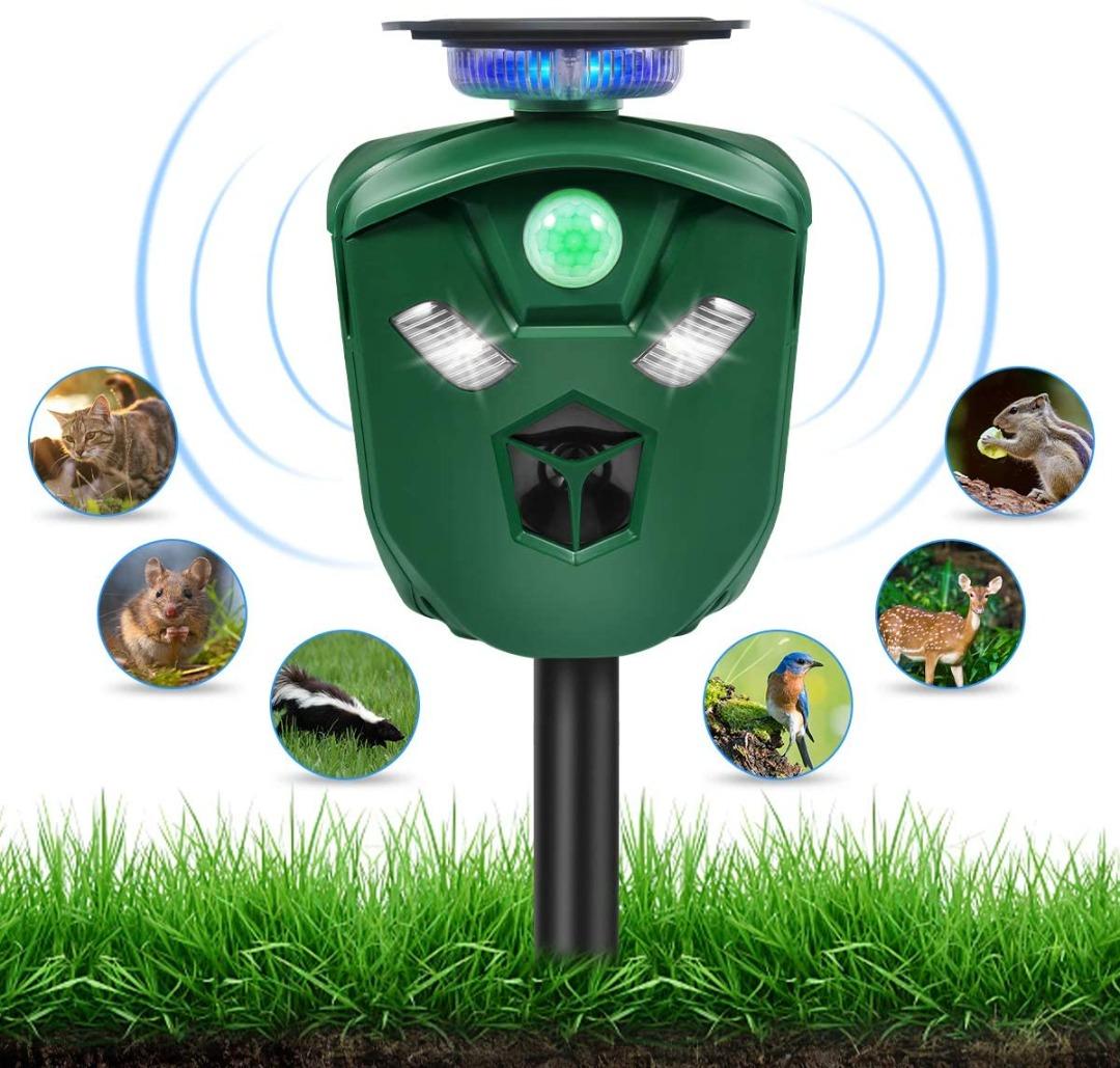 Ultrasonic Dog Repellent, Solar Powered Ultrasonic Animal Repeller, 360 ...