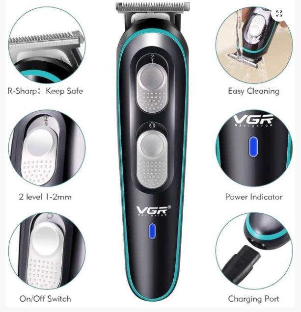 VGR V-055 Professional Cordless Rechargeable Beard Trimmer Clippers for Men with Guide Combs ...