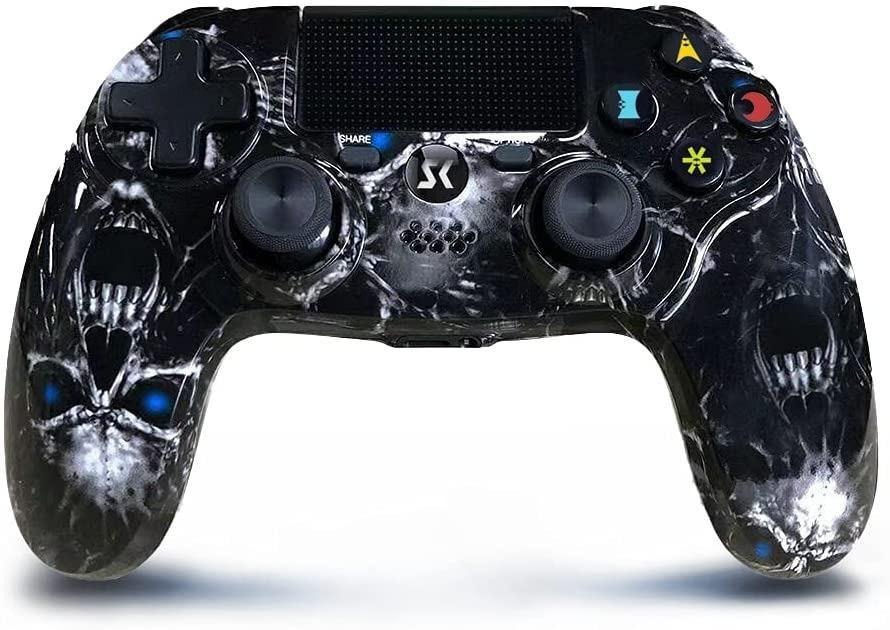 Wireless Controller for PS4, Black Skull Series Dual Vibration High ...