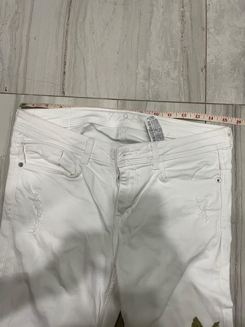 Zara white embroidered jeans, Women's Fashion, Bottoms, Jeans on Carousell