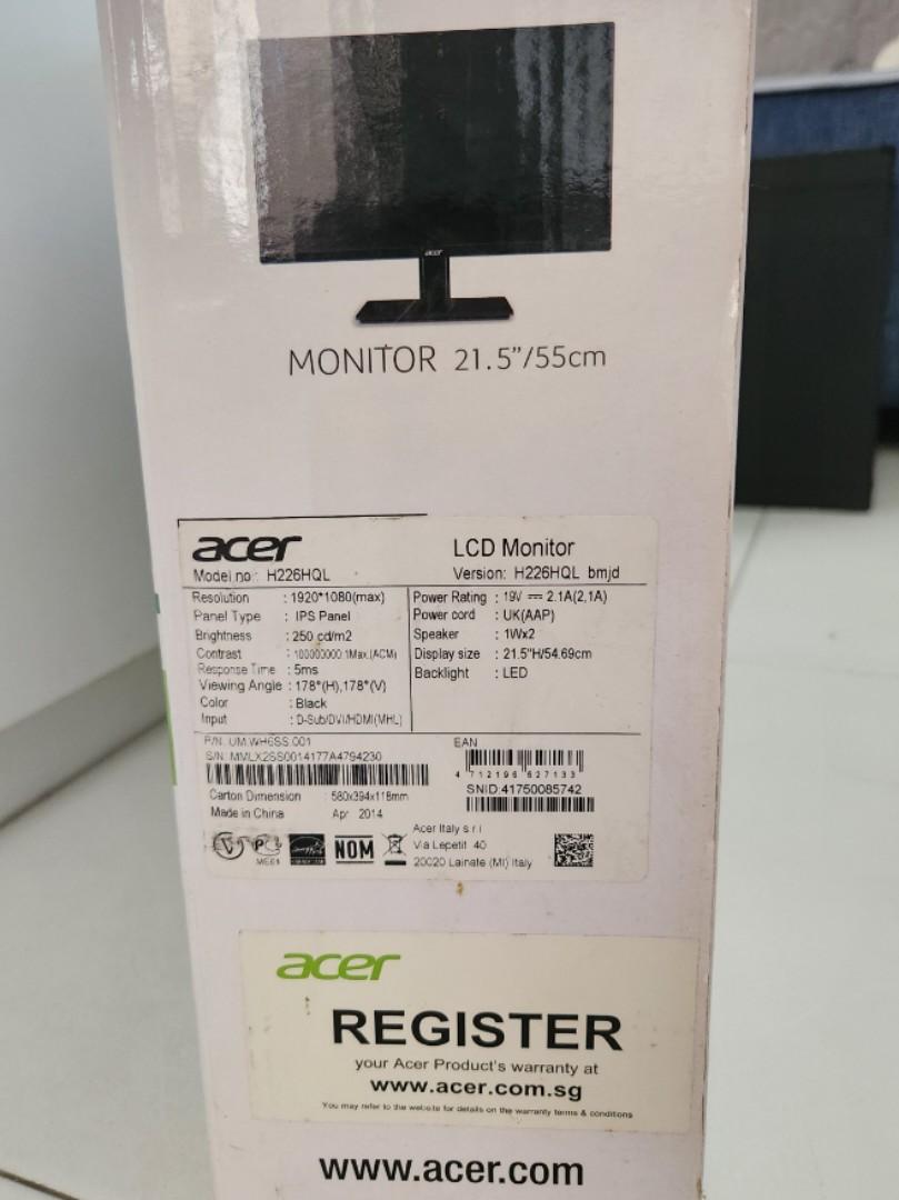 ACER Monitor H226HQL - 21.5inch wide full HD Monitor with LED ...