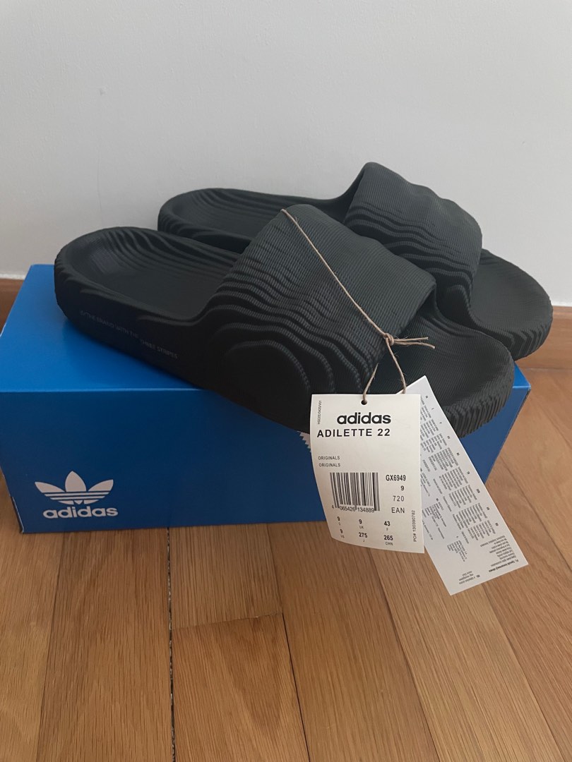 Adidas Adilette 22 Slides - Black Carbon UK 9 , Men's Fashion, Footwear ...
