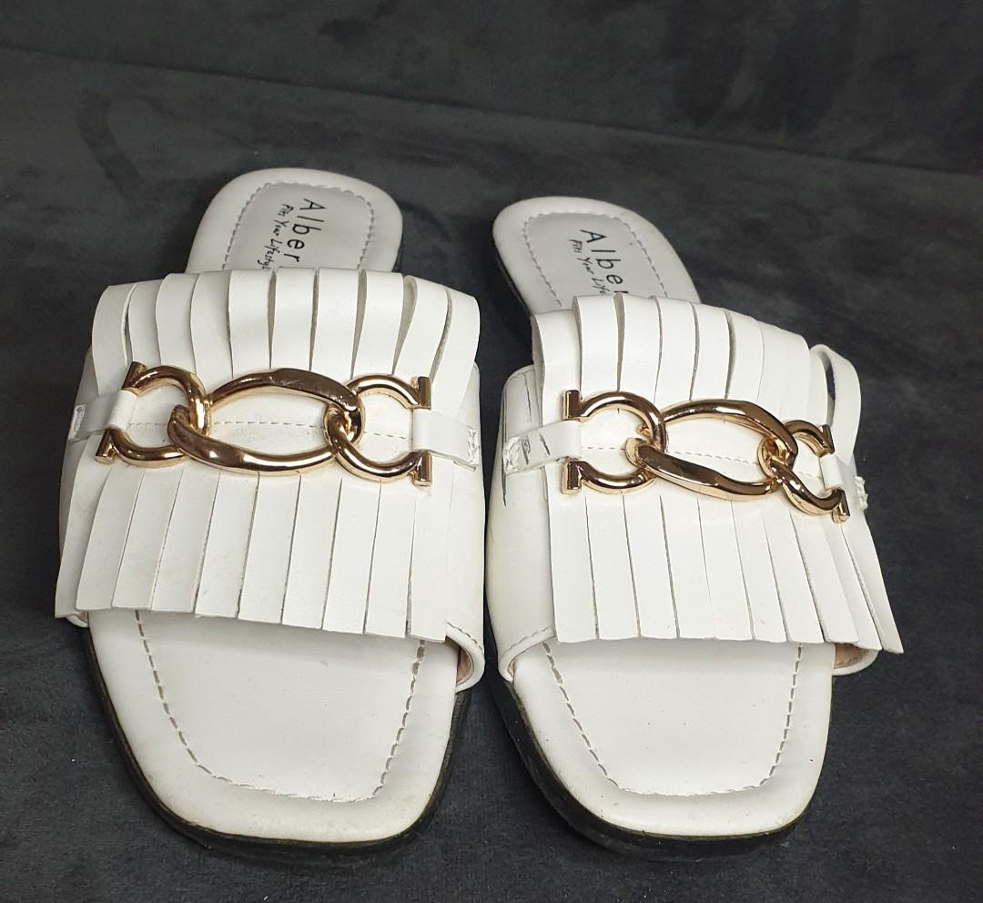 ALBERTO FLAT Leather Slippers, Women's Fashion, Footwear, Flats ...