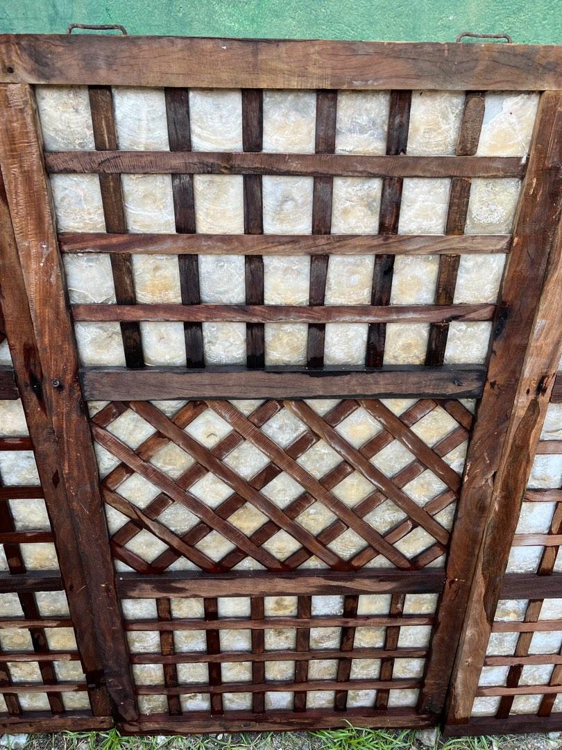 Antique Capiz windows orig hardwood molave, Furniture & Home Living ...