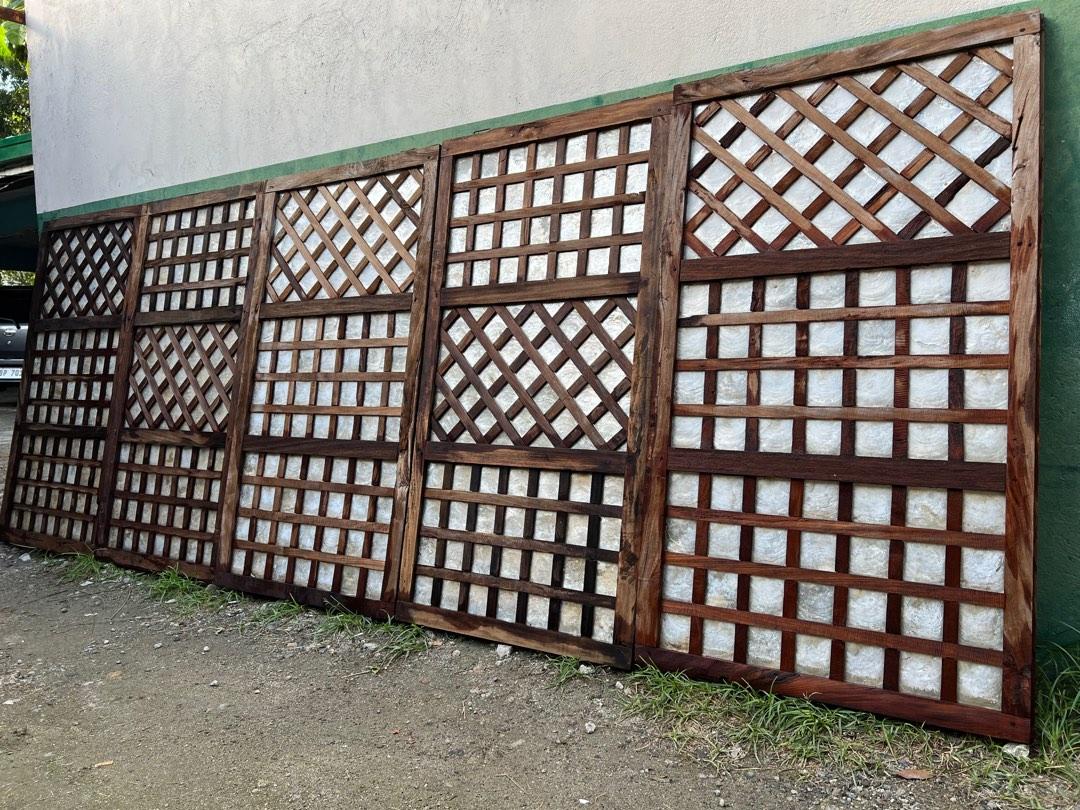 Antique Capiz windows orig hardwood molave, Furniture & Home Living ...