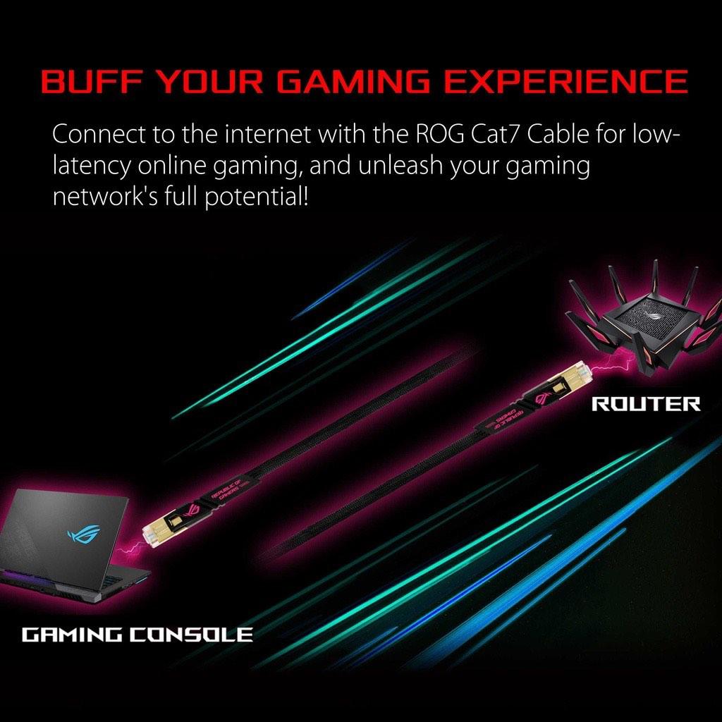 ASUS ROG 3M CAT7 Cable, Up to 600 MHz &10GB Transfer Rates CAT 7 RJ45 ...