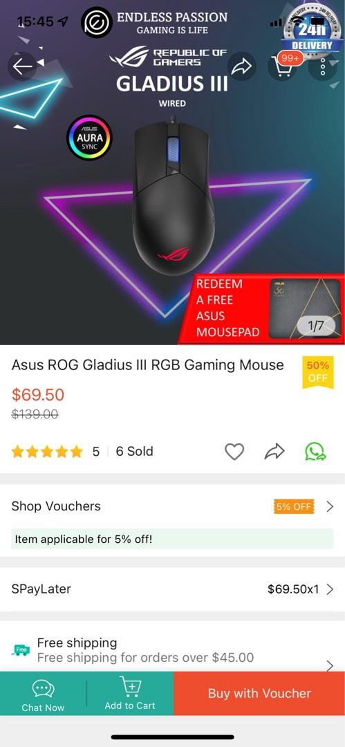 BNIB Asus ROG Gladius III RGB Gaming Mouse, Computers & Tech, Parts & Accessories, Mouse ...