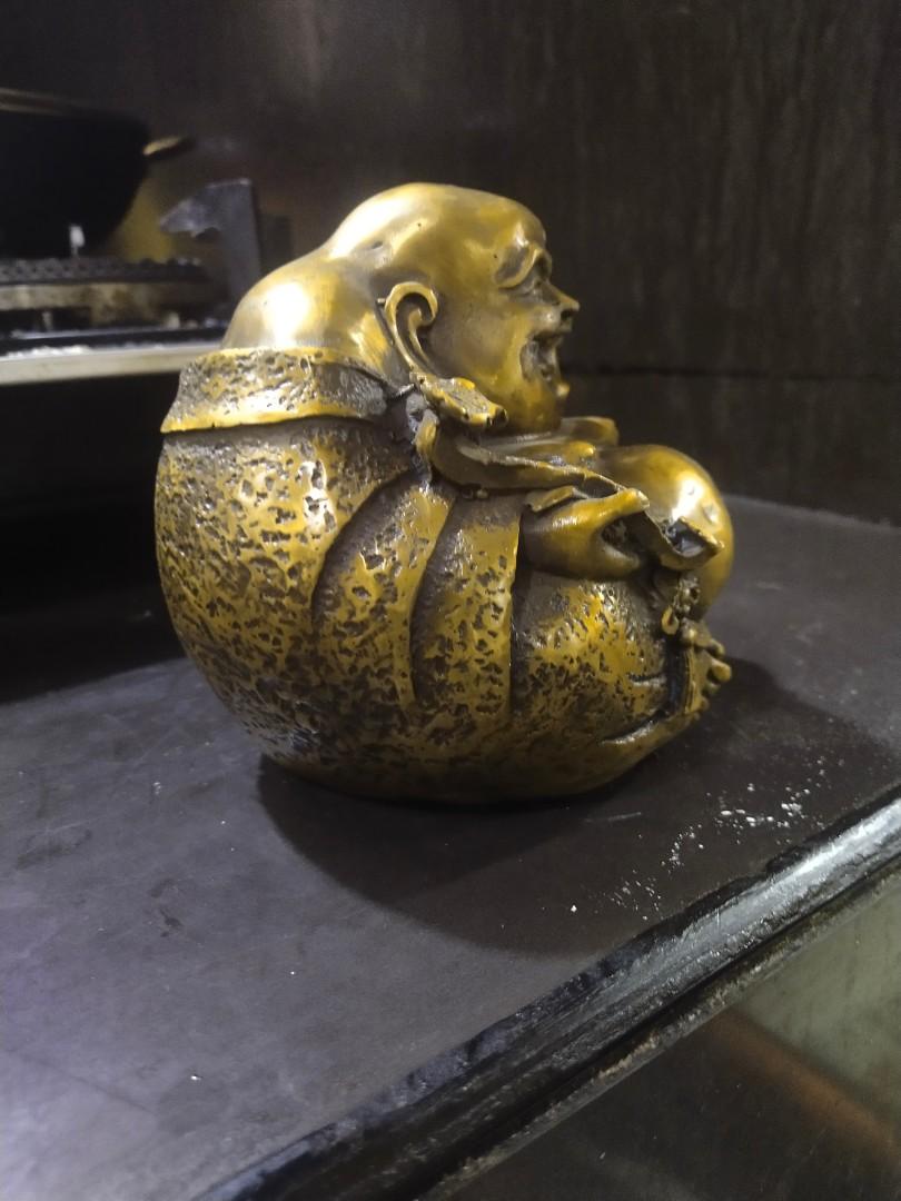 Brass lucky laughing round buddha statue, Hobbies & Toys, Memorabilia ...