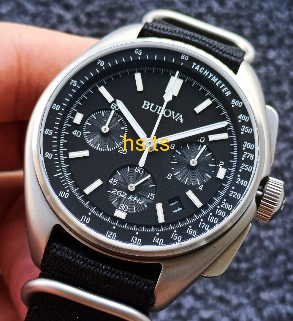 Bulova Lunar Pilot Black Quartz Chronograph Sports Watch, Men's Fashion ...