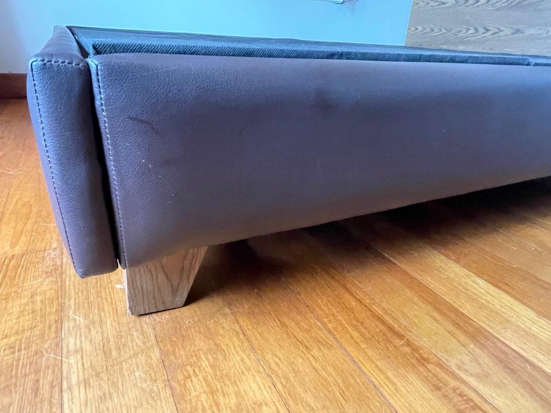 Cellini queen sized leather and wood bed frame, Furniture & Home Living ...