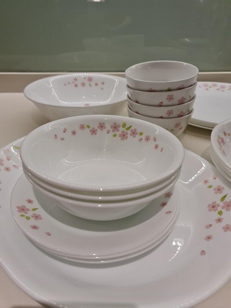 Corelle 22pc tableware (Sakura), Furniture & Home Living, Kitchenware ...