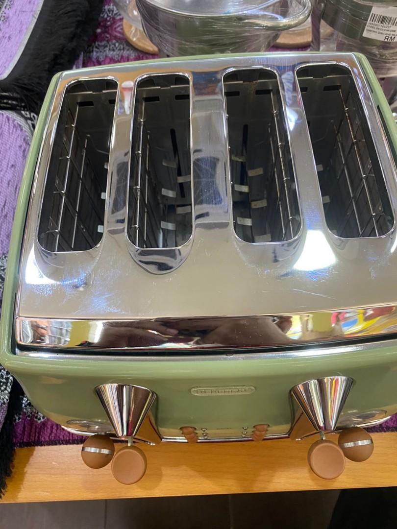 Delonghi CTOV4003-GR Bread Toaster 4 Slice Slot 1800Watts Green Vintage ...